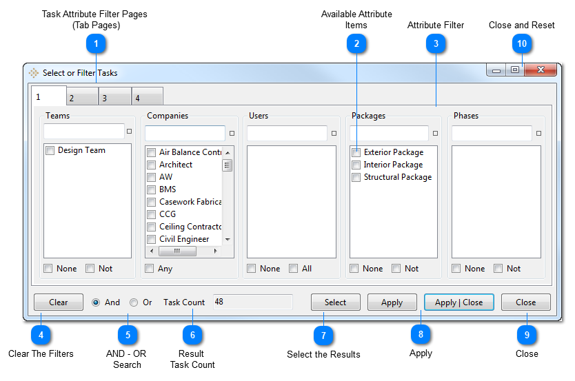 Filter Dialog Filter Dialog