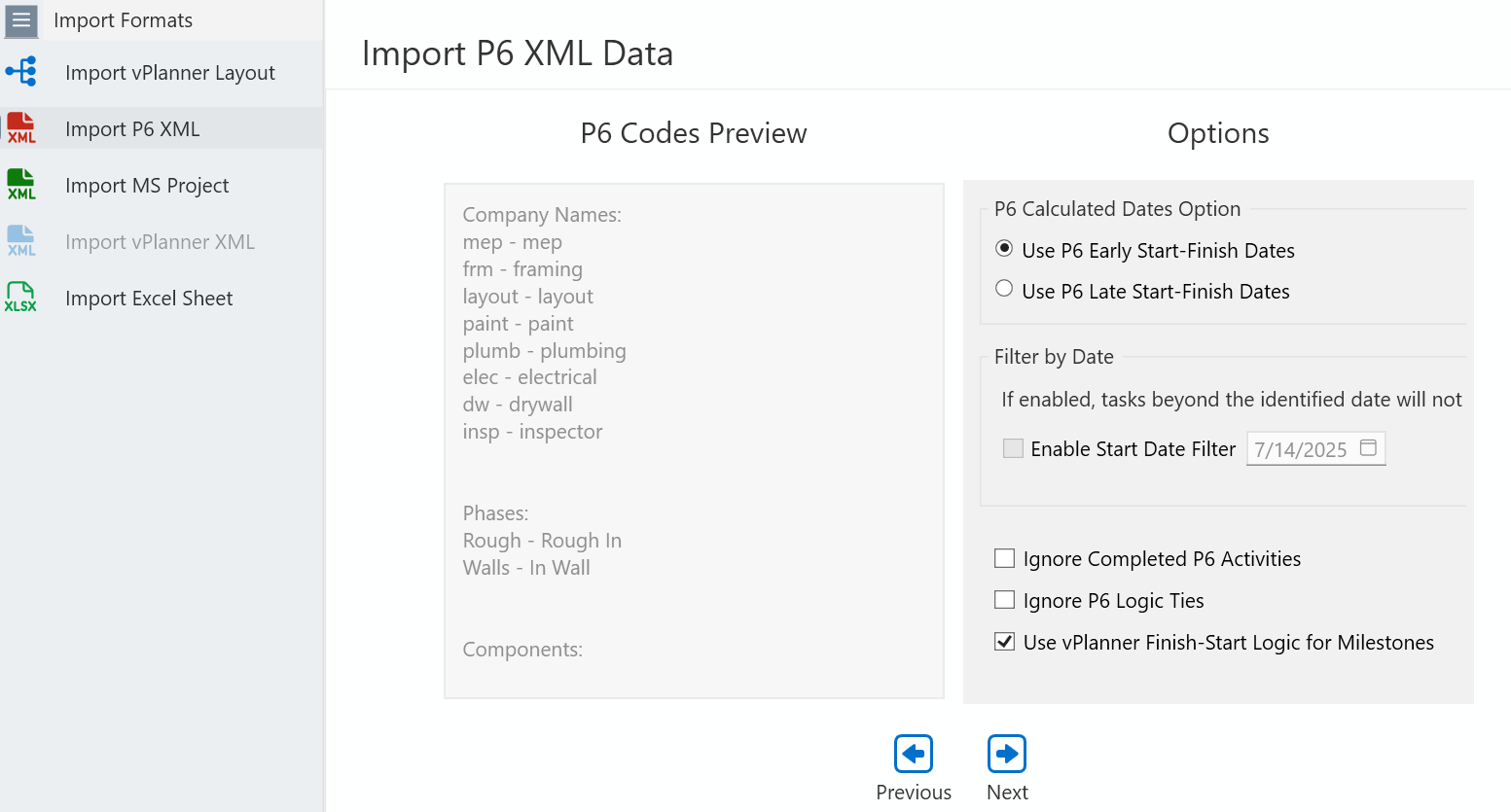 6.2.2. Import P6 XML
