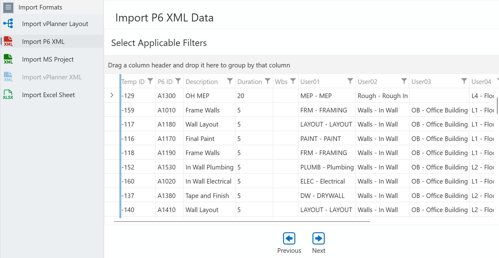 6.2.2. Import P6 XML